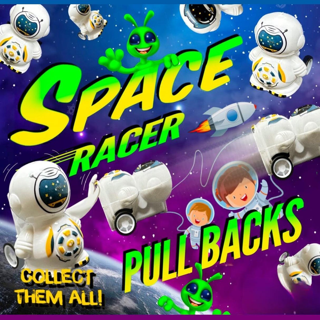 Pull-Back Space Racers 2" Capsules | Gumball.com