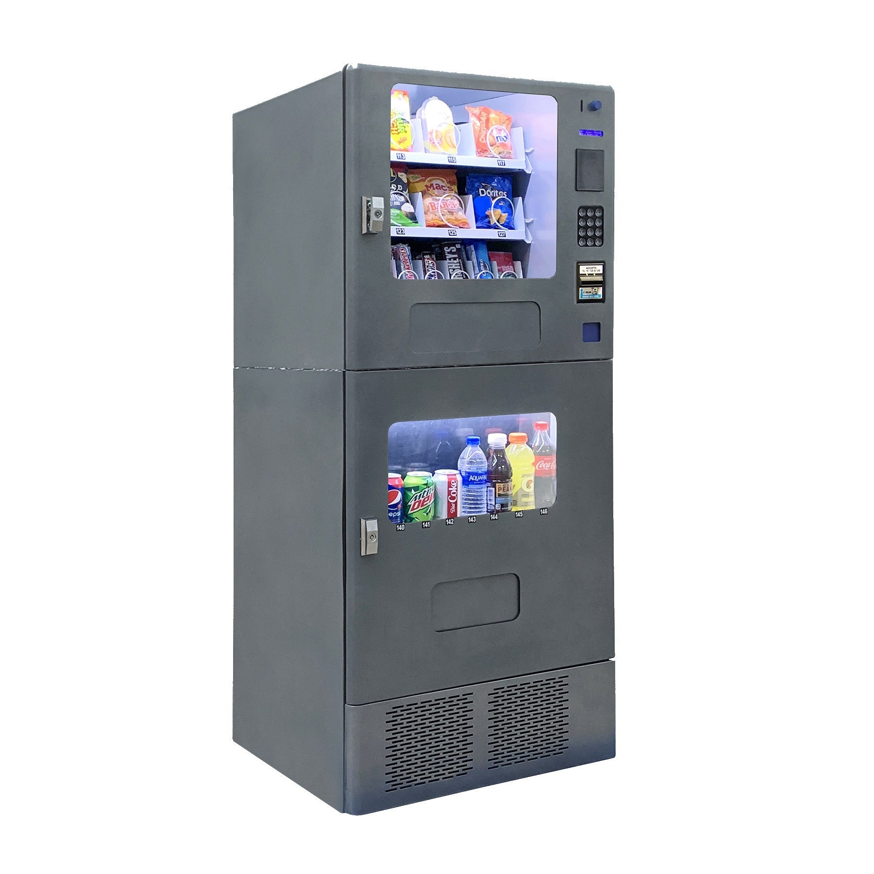 Seaga SM2300S Combo Vending Machine in Slate Gray | Gumball.com