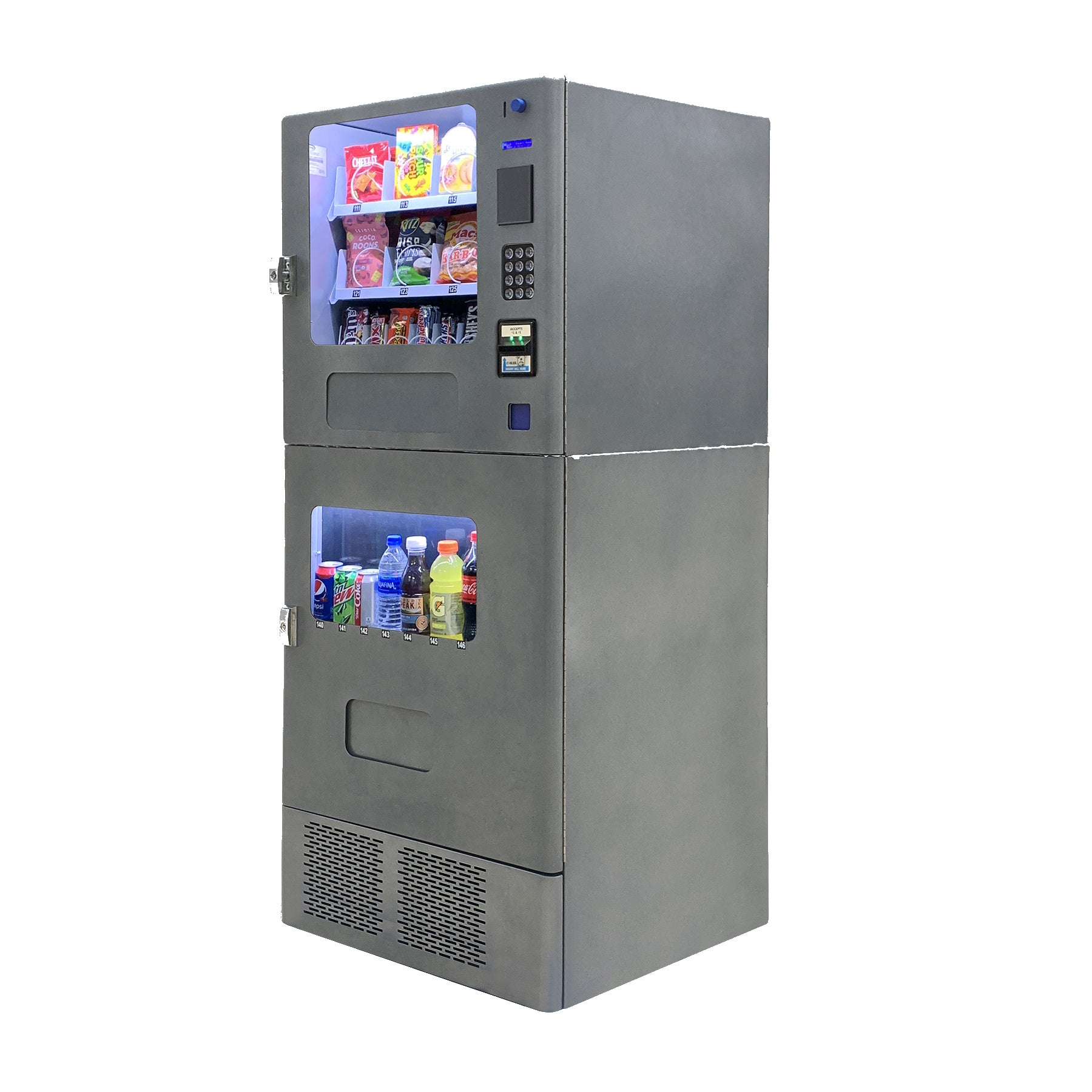 Seaga SM2300S Combo Vending Machine in Slate Gray | Gumball.com