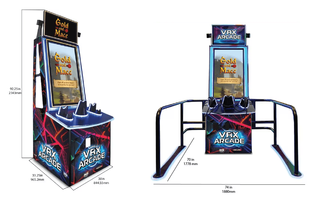 VRX Gold and Mace Virtual Reality Arcade Game w/ Railings| Gumball.com