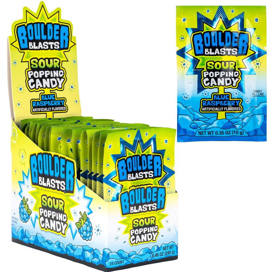 Boulder Blast Sour Blue Raspberry Popping Candy | Gumball.com