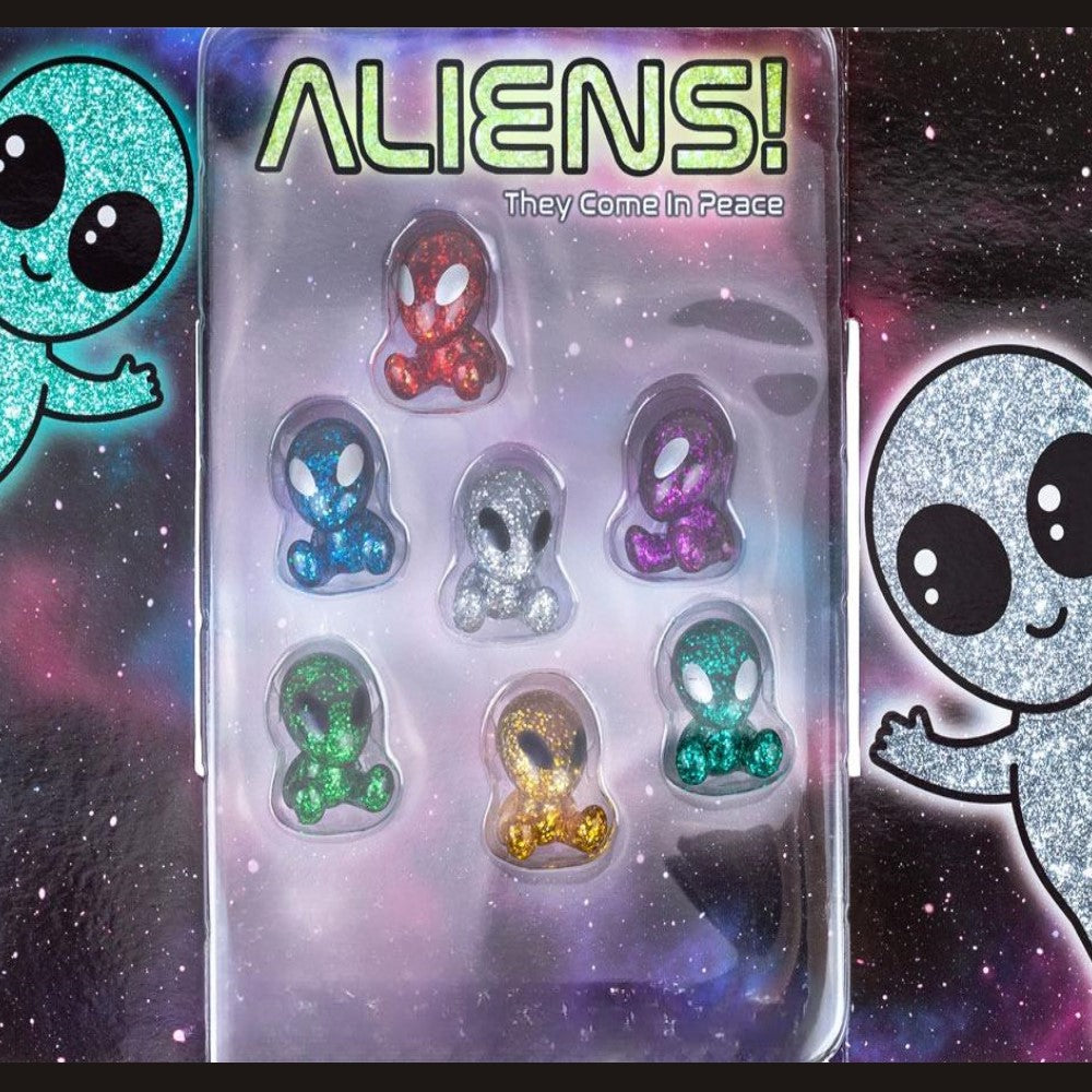 Sitting Glitter Alien Figures in 1-inch Toy Capsules | Gumball.com