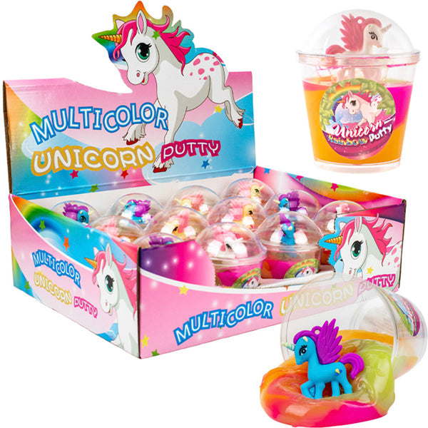 Multi-Color Putty 4.5in Container with Unicorn Inside (12 pcs ...