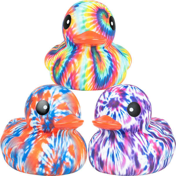 Rubber Deluxe Tie Dye Ducks 6in (12pcs) | Gumball.com