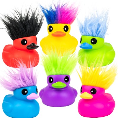 Rubber Ducks with Hair 6in (12pcs) | Gumball.com